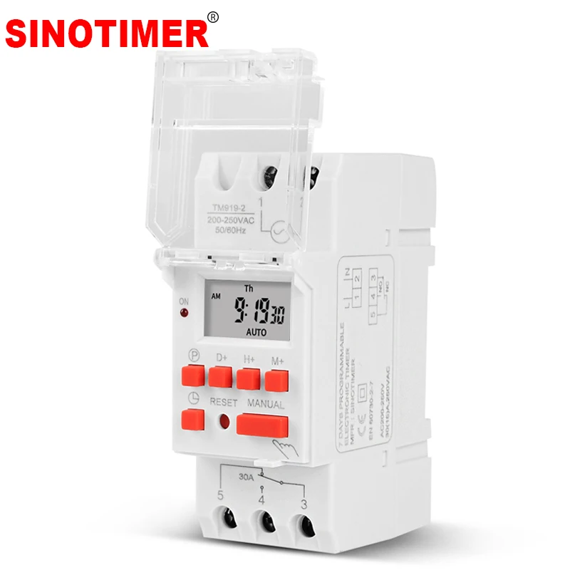 SINOTIMER 30A High Load 220V 7 Days Digital Programmable TIMER SWITCH ...