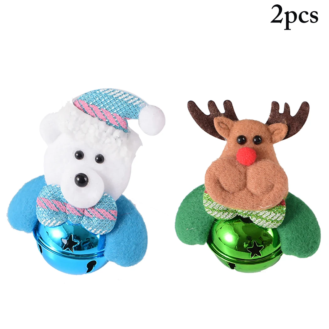 2pcs Christmas Cat Toy Cat Bell Toy Plush Cartoon Cute Elk Bear Cat ...