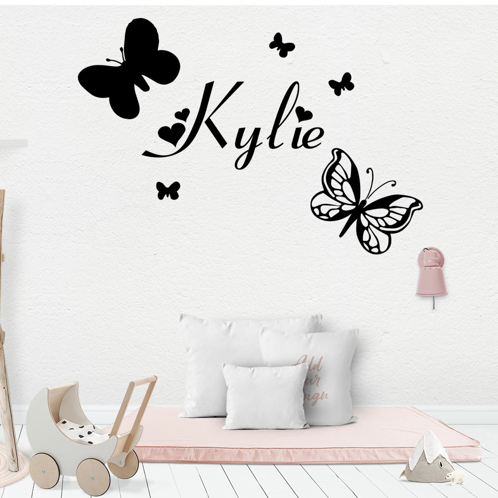 Décoration murale,Autocollant mural personnalisé avec nom de grande ...