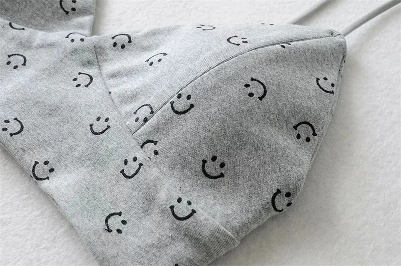 Sun-imperial - women black smile face print soft cotton triangle bra no ...