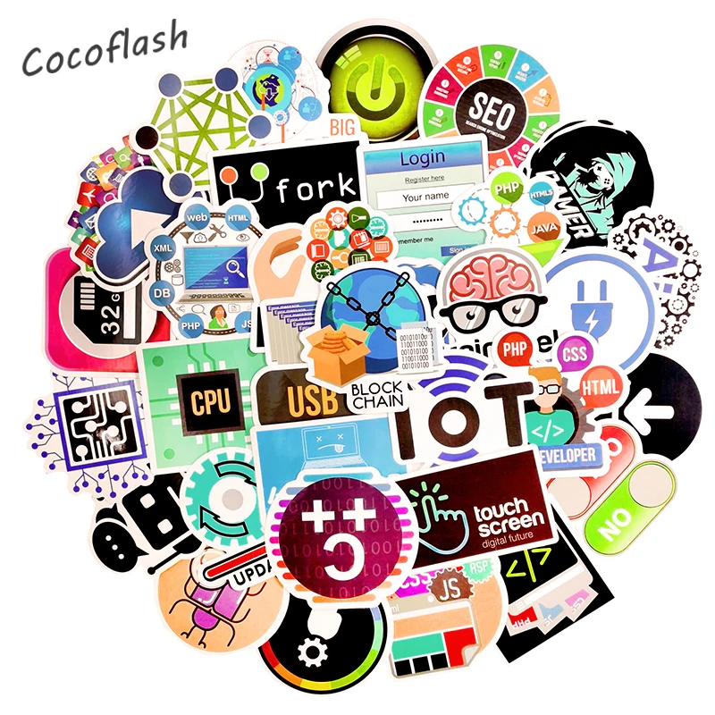 50pcs/set Internet Java Cartoon Waterproof Stickers For Motorcycle ...