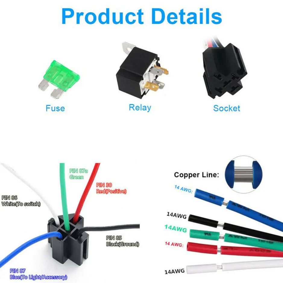 Electrical Equipment & Supplies 6PC 12V 5-Pin Car Relay Switch Harness ...