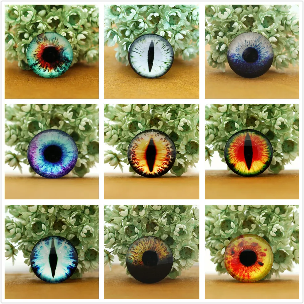 10pcs/lot Round 8-20mm Glass Dragon Cat Eyes Cabochon Charms Accessory ...