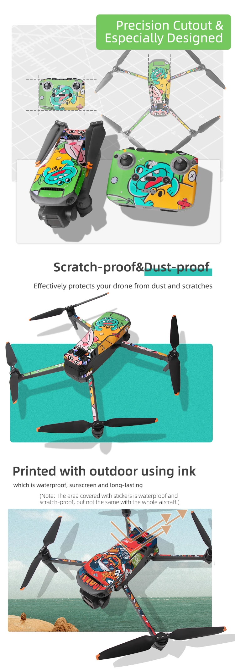 Taper 9-Autocollants En Pvc Pour Drone Mavic 3, Étiquette De Peau Pour ...