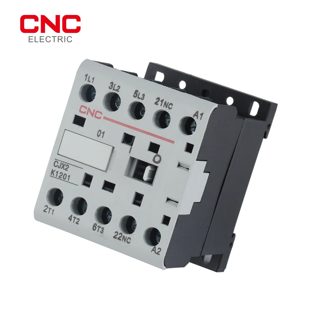 CNC CJX2 K 220V 50/60Hz 6A 9A 12A Mini AC Contactor Din Rail 3P 3main 1NO/3main 1NC Coil Voltage ...