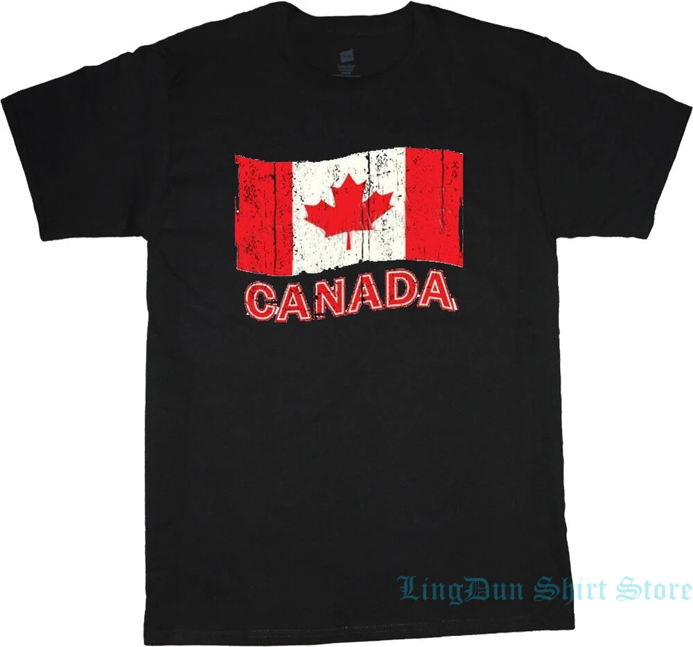 Canada t shirt Canadian flag design mens black tee shirt travel soccer ...