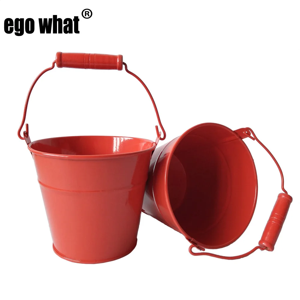 10Pcs/Lot D12*H10CM Metal Toy Pails light Red Flower Seed Storage Kids ...