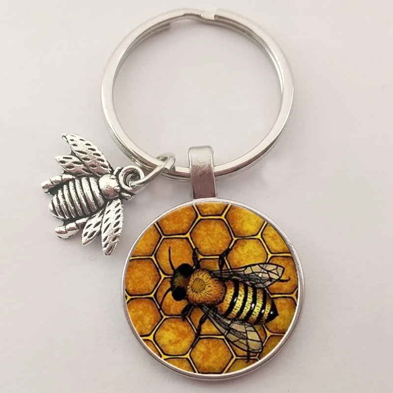 Cute-Insect-Bee-Keychain-Fashion-Geometric-Honeycomb-Honey-Bee-3D ...