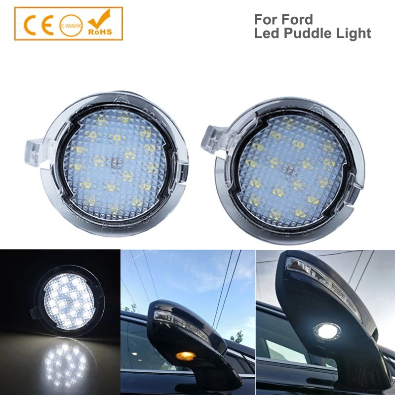 2pcs Led Under Mirror Puddle Light For Ford F-150 Edge Explorer Mondeo ...