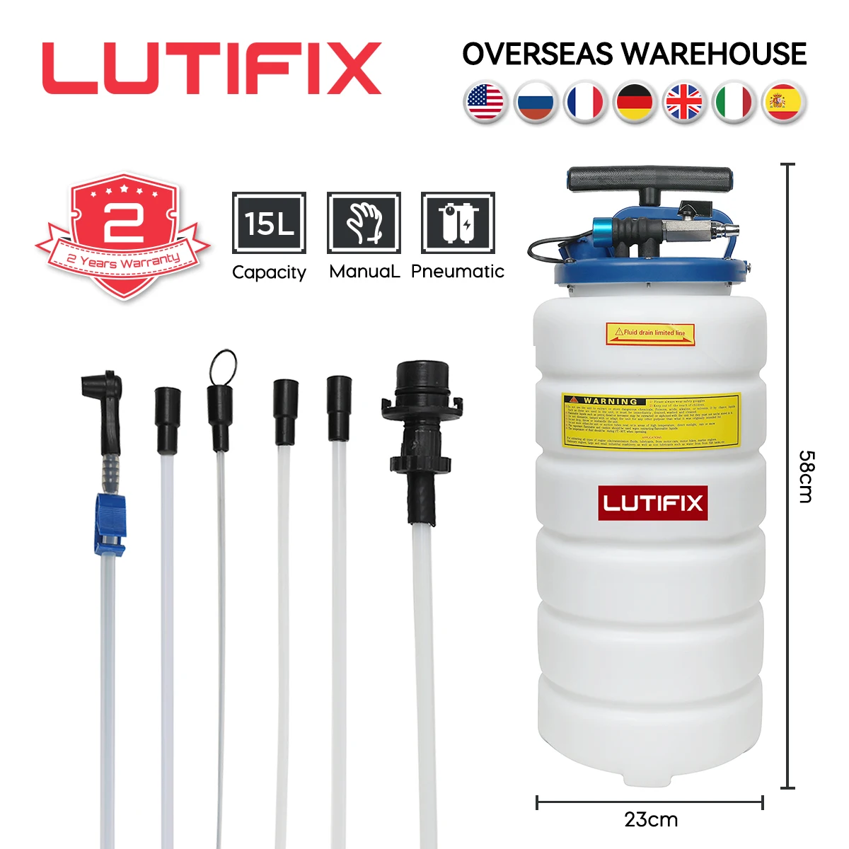 Lutifix 15l Pneumatic/manual Oil Extractor Pump For Car Oil Change ...