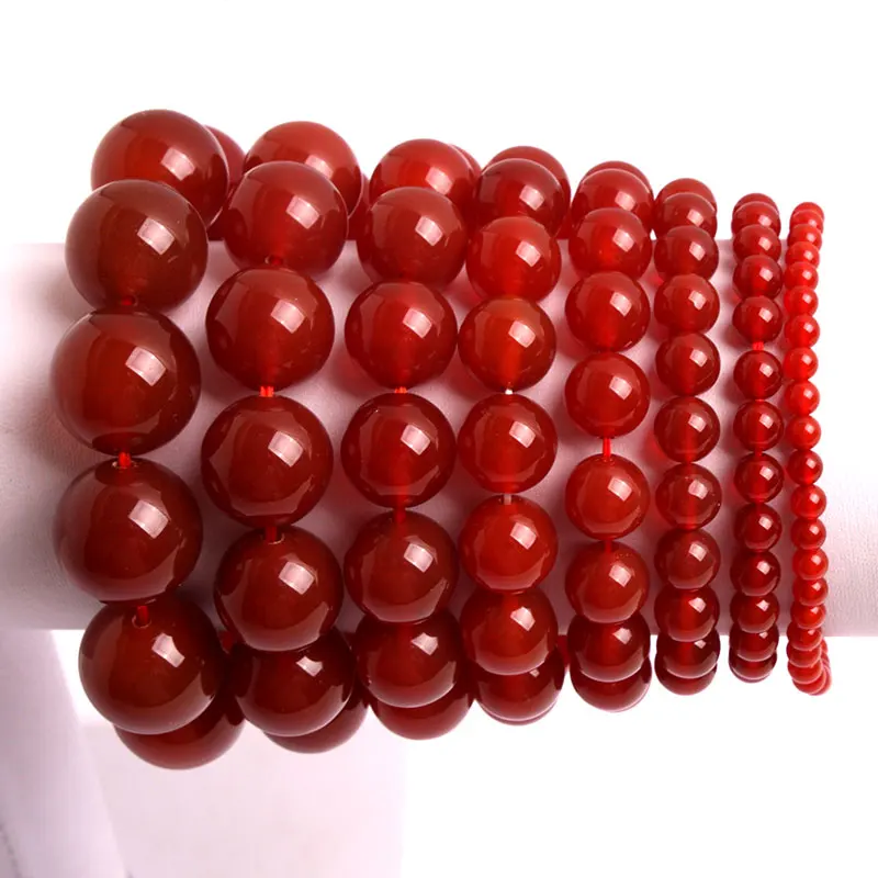 Natural-Red-Agates-Stone-Beads-Bracelet-4mm-To-12mm-Loose-DIY-Jewelry ...