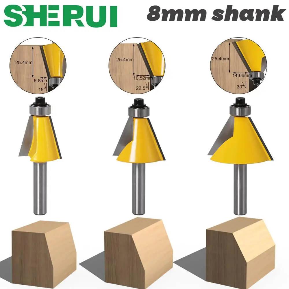 1-pz-8MM-gambo-smusso-Router-Bit-15-22-5-30-gradi-fresa-per-macchina ...