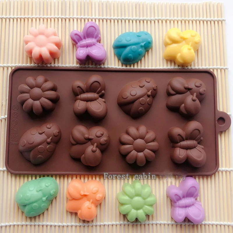 8 Holes DIY Insect Silicone Mold Flower Butterfly Bee Ladybug Cake ...