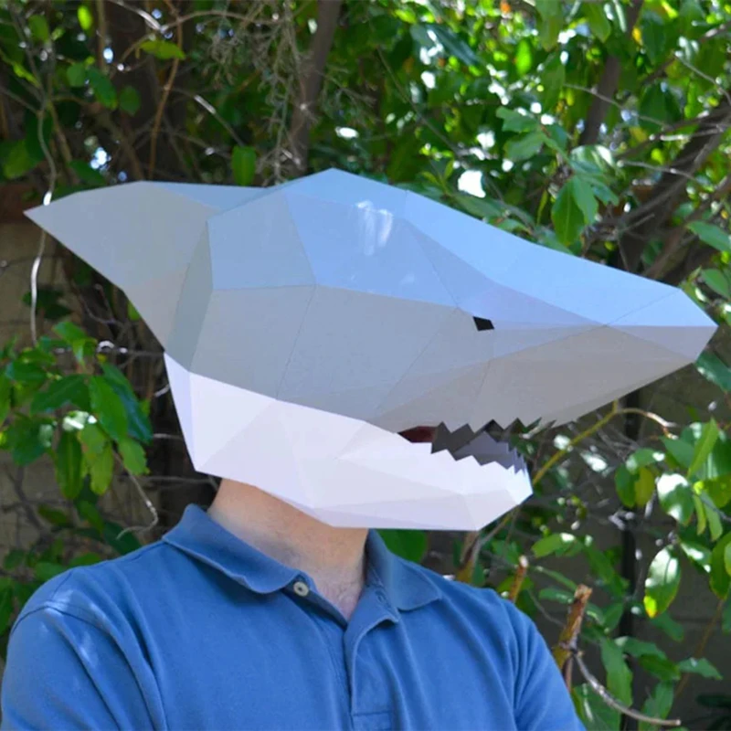 3D-Shark-Mask-Headgear-Papercraft-Baby-Shark-Animal-Mask-Halloween-Mask ...