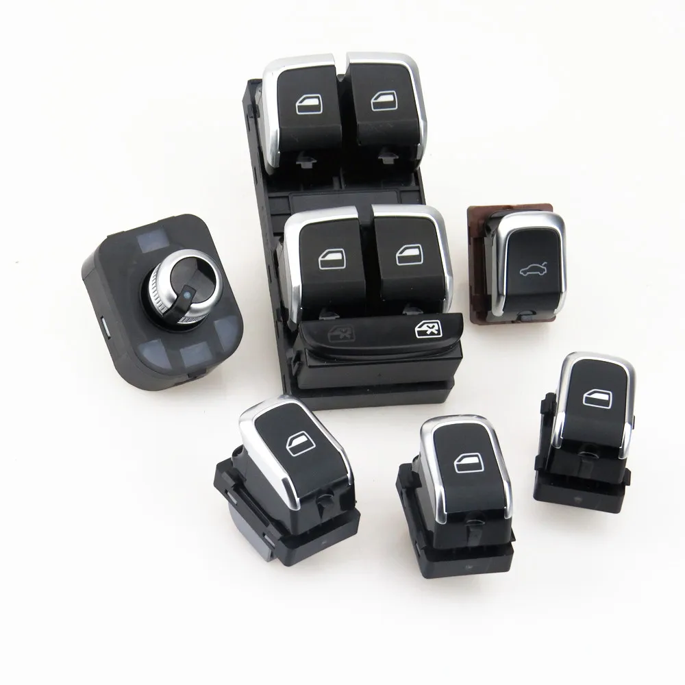 TUKE Qty6 Chrome Car Window Glass Electric Control Button Trunk Switch ...