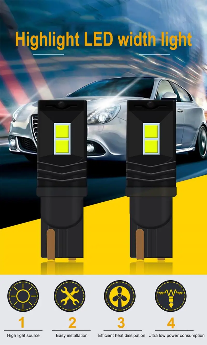 1Pcs Auto Interior Lamp License Plat T10 3030 LED Reading Bulb 3D ...