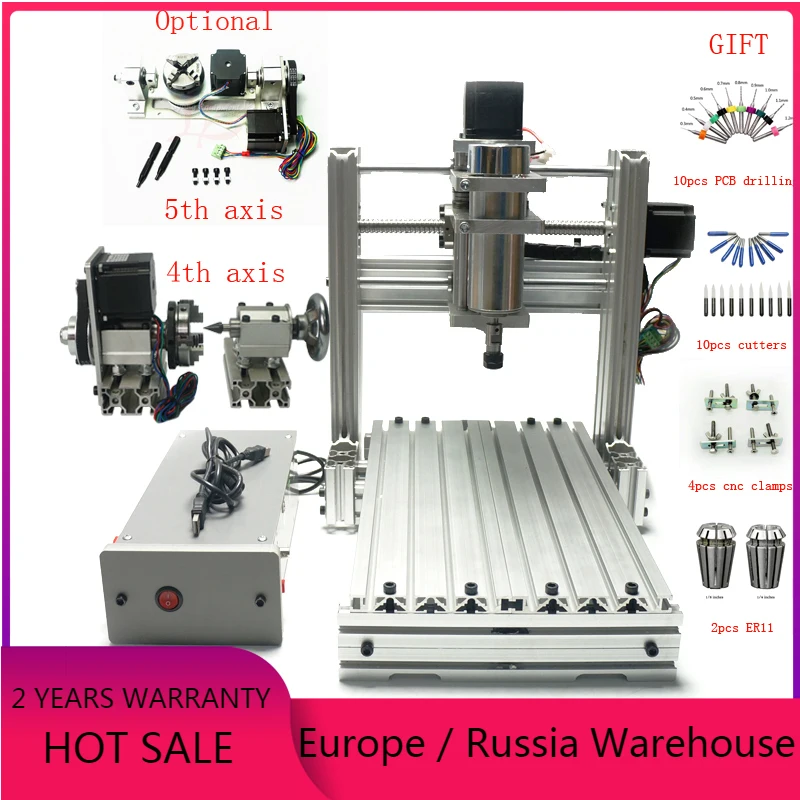 Diy mini cnc roteador 3020 pcb fresagem 400w eixo 5 eixo de metal ...