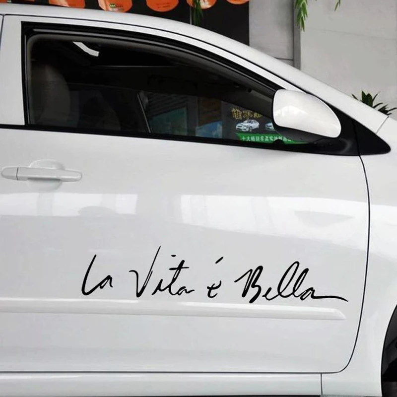Pelly piggy Car Sticker La Vita E Bella Letters Sticker Personalized ...