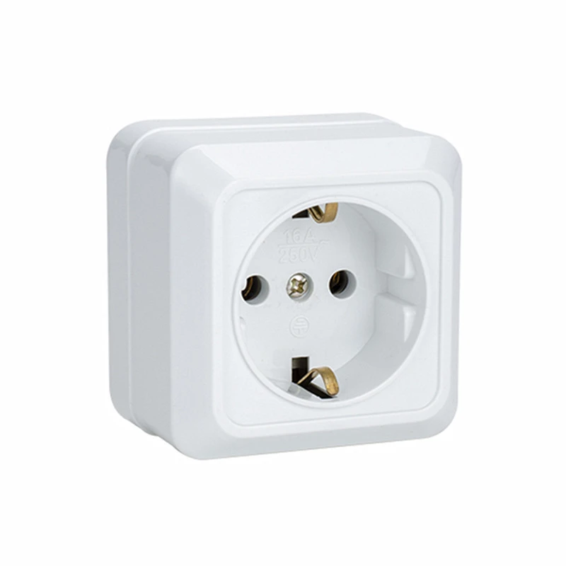EU Schuko (Type F) Surface Wall Mount Power Socket Outlet Max AC 250V ...