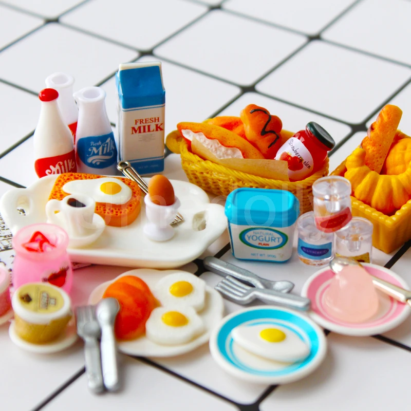 1-Set-Cute-Miniature-Dollhouse-Breakfast-Mini-Bread-Milk-Egg-Play-Food ...