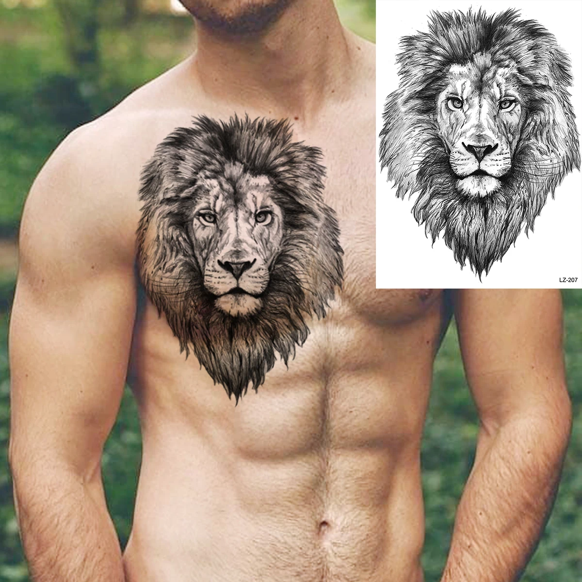 Lion Chest Tattoo For Men