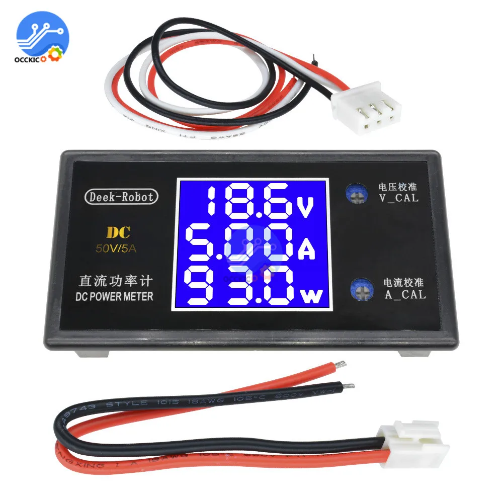 Multifunction LCD Digital DC Power Meter Voltmeter Ammeter Wattmeter ...