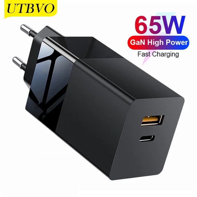 UTBVO USB C PD 65W GaN Mini Wall Charger,20V PD65W/45W Power Adapter ...