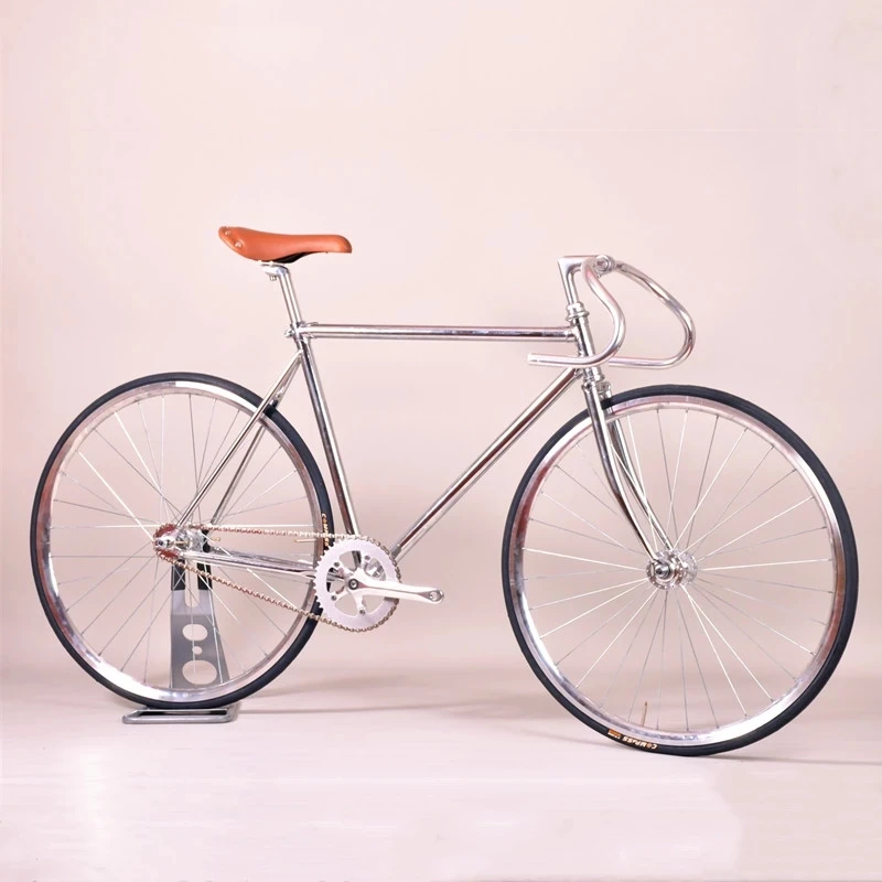 Retro Fixed Gear Bike 52cm Steel Frame Silver Electroplating Single ...