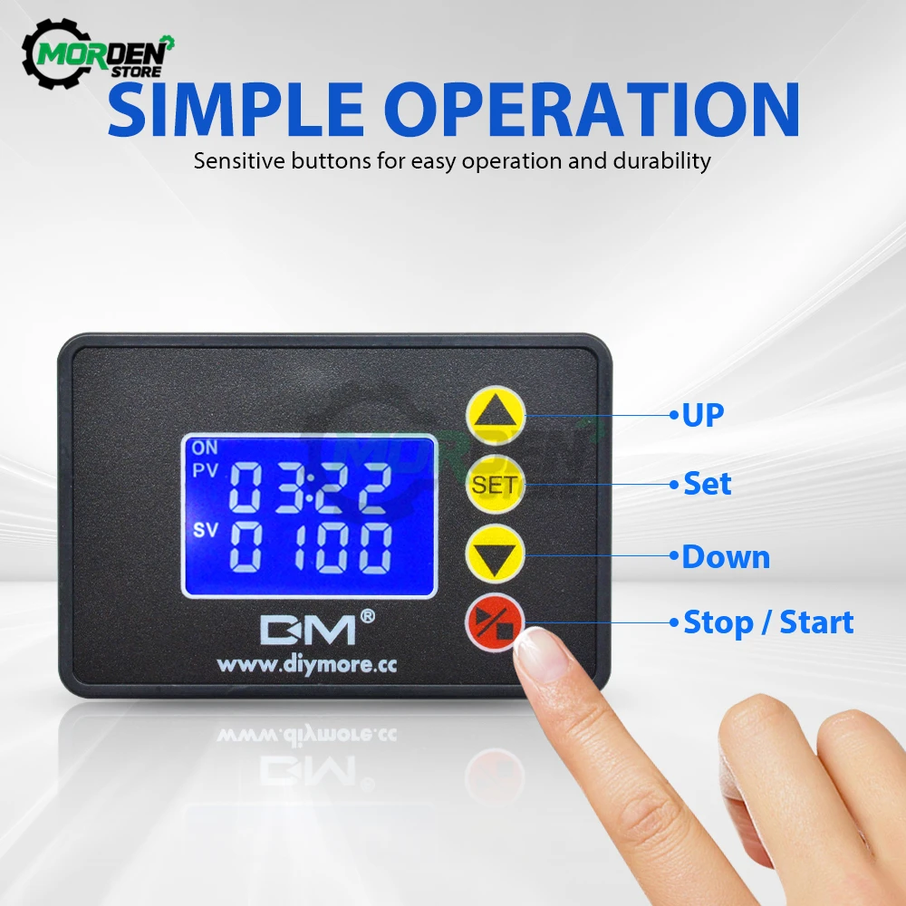 Ac 110v 220v 12v Digital Programmable Time Delay Relay Dual Lcd Display Cycle Timer Control ...