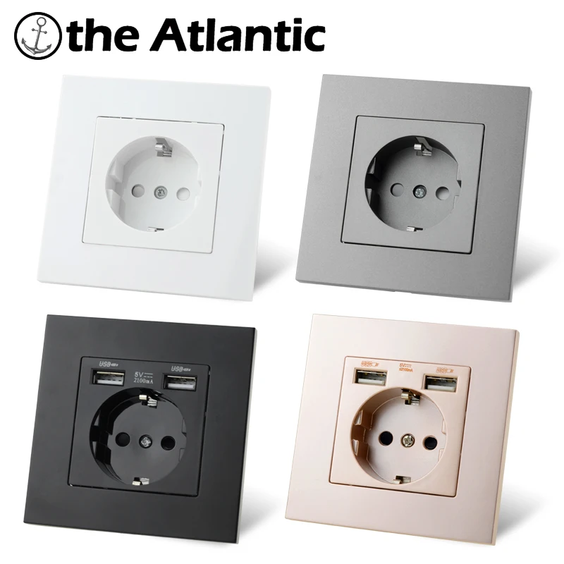 16A-Power-Socket-DE-EU-Socket-With-USB-For-Home-Electrical-Outlet-Black ...