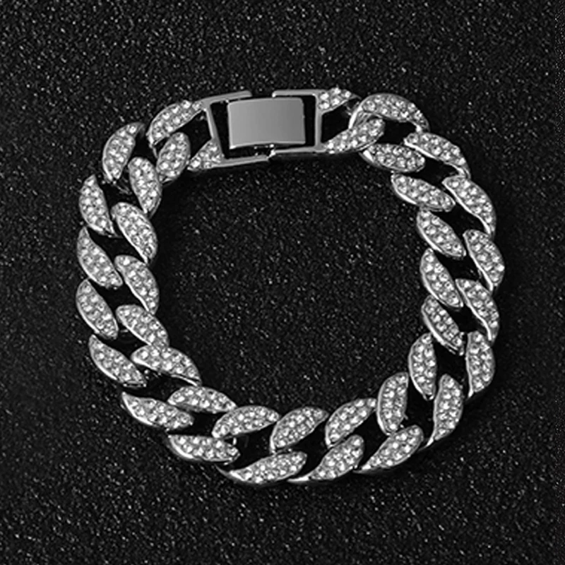 Hip Hop Bling Iced Out Men's Rapper Bracelet Full Rhinestone Pave With ...