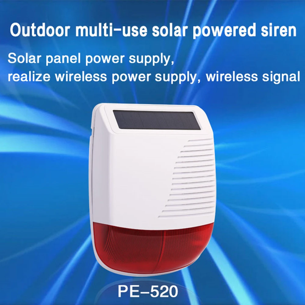 Pgst New 433mhz Wireless Light Flash Strobe Outdoor Solar Waterproof Siren For Home Burglar Wifi ...