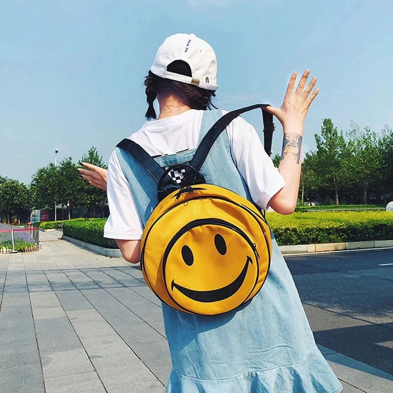 Funny Smiling Face backpack women laptop bag big capacity Cartoon ...