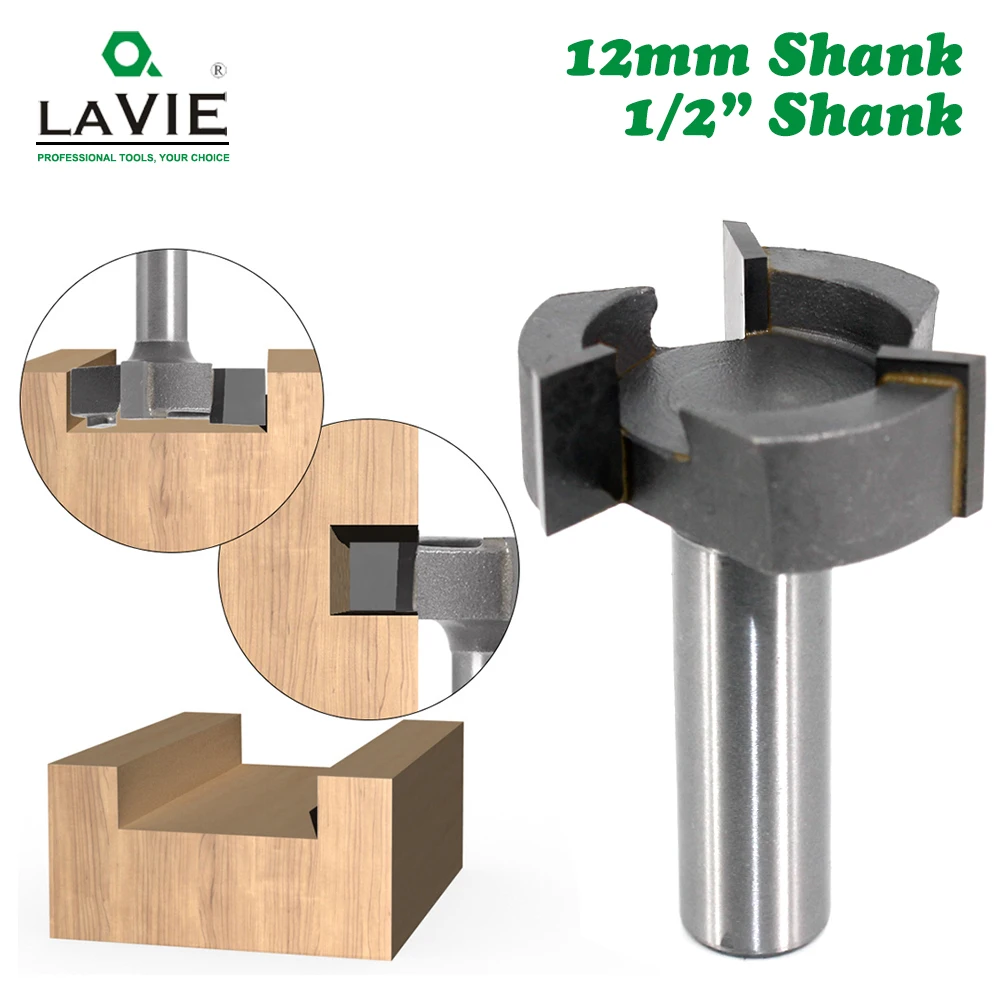 LAVIE 12mm 1/2 Shank 3 Teeth T-Slot Z3 Router Bit Straight Edge ...