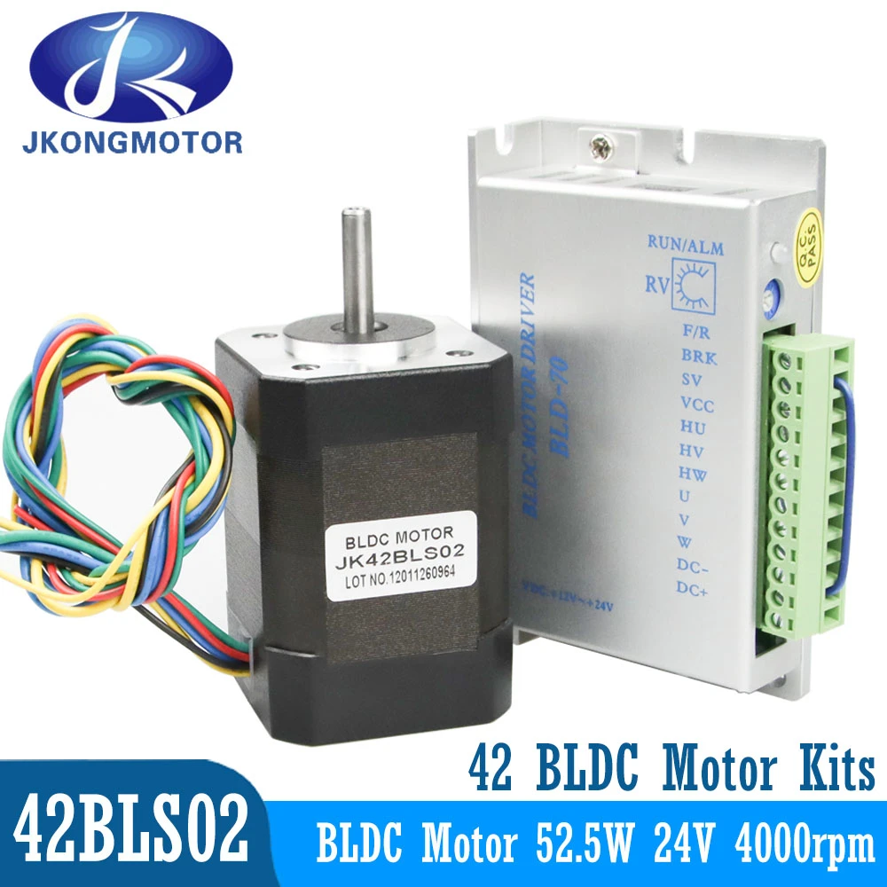 Jkongmotor 42bls02 4000rpm Brushless Dc Motor Kits 61mm 24v 52.5w 3 ...