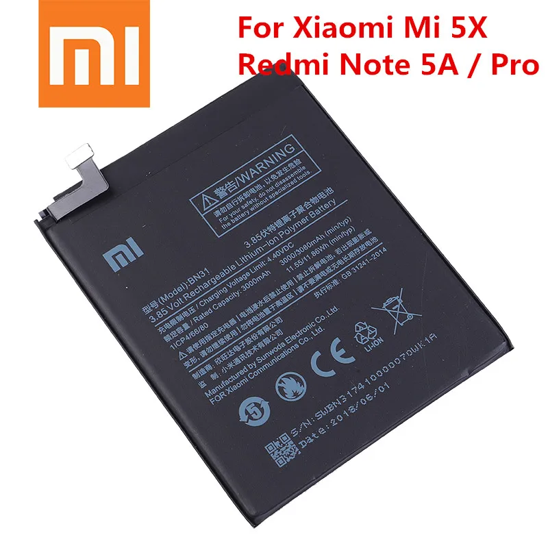 Xiaomi bateria bn31 original para mi 100%, baterias para xiaomi mi 5x ...