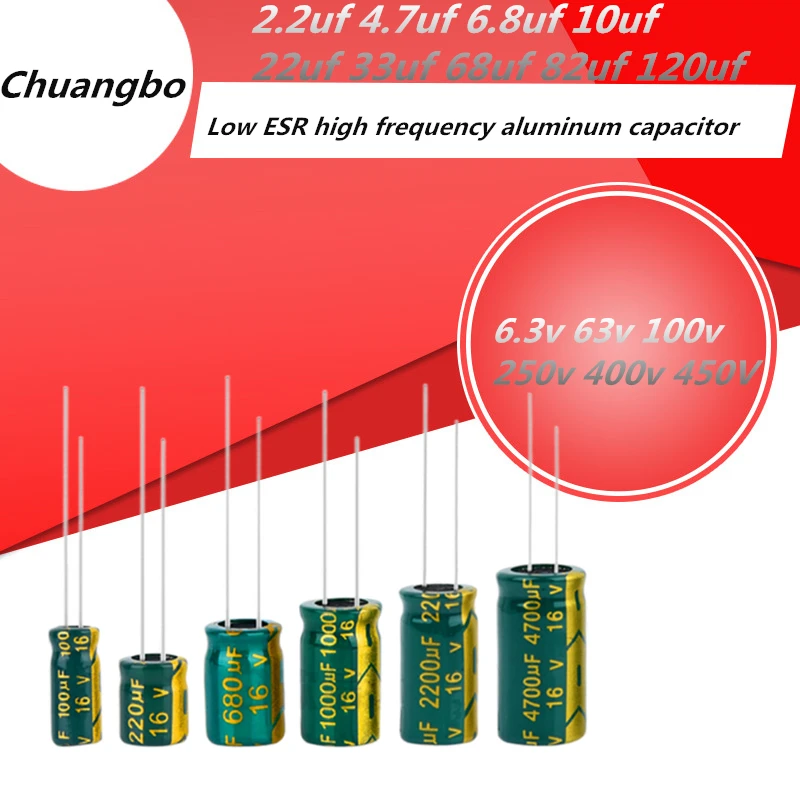 5-20pcs 2.2uf 4.7uf 6.8uf 10uf 22uf 33uf 68uf 82uf 120uf 6.3v 63v 100v 250v 400v 450V Low ESR ...