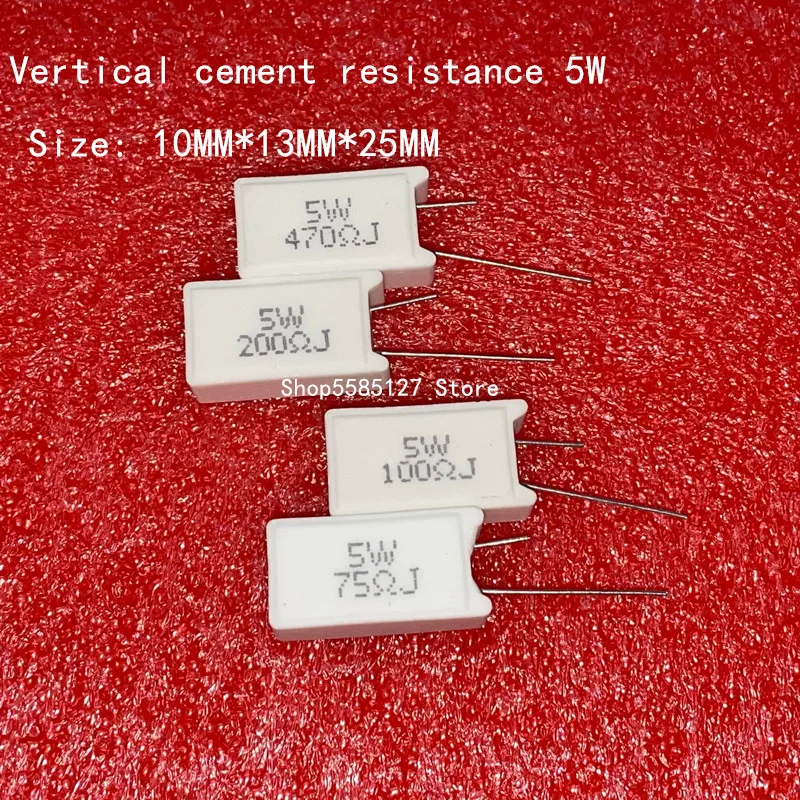 5PCS 5W Vertical cement resistance 0.05 ~ 300K ohm 5% 0.1R 0.15R 0.22R ...