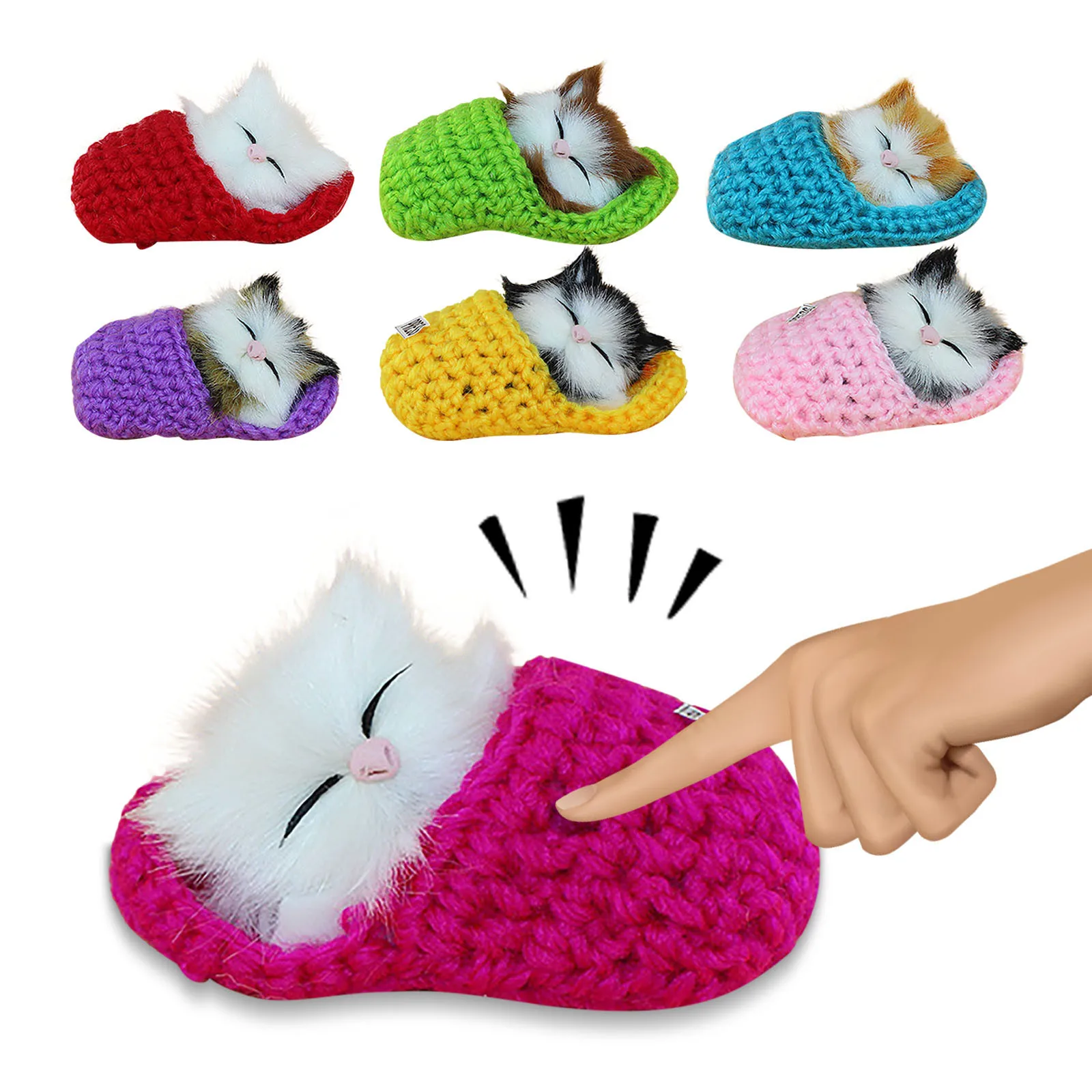 Realistic Sleeping Cat Plush Toy Cute Mini Furry Cat With Sound ...