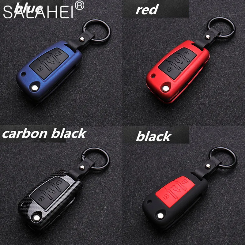 Carbon Fiber+Silicone Car Key Cover Protection Case For Audi A1 A3 A4 ...