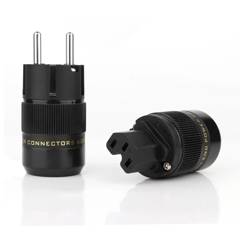 P078ER One Pair HiFI Audio Diy Power Cable Connector Plug Hi End Schuko ...