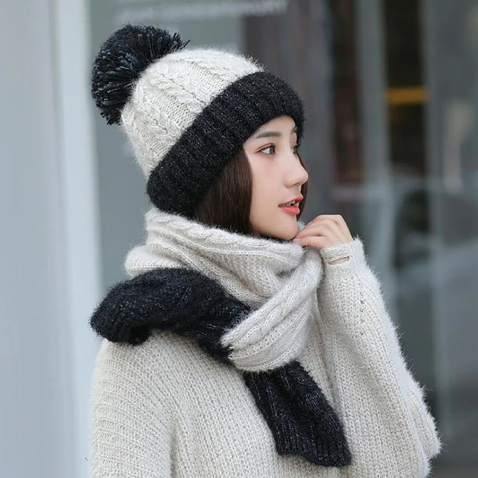 Calymel осень и зима новая женская вязаная шапка меховая шапка и шарф ...