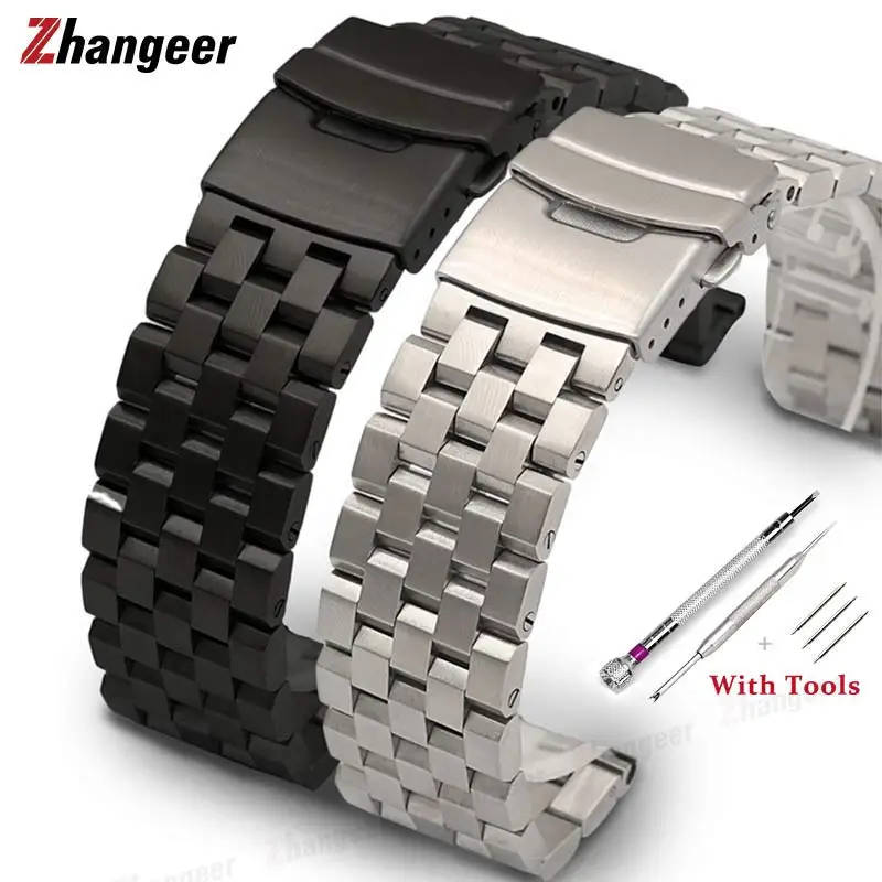Zhangeer Premium Full Solid Stainless Steel Watch Band Men Watch Straps ...
