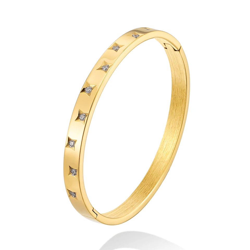 Trendy Brand Women Bracelets & Bangles Open Cuff Design 18 K Stainless ...