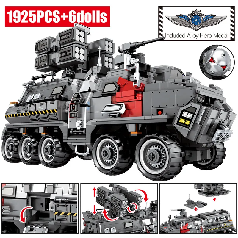 Military Tank Cargo Van Transport Truck Building Blocks Technic City ...