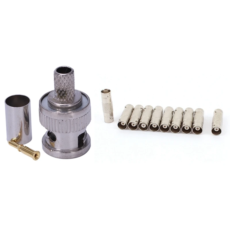 10Pcs-BNC-Male-RG59-Coaxial-Connector-Adapter-10Pcs-BNC-Female-CCTV ...