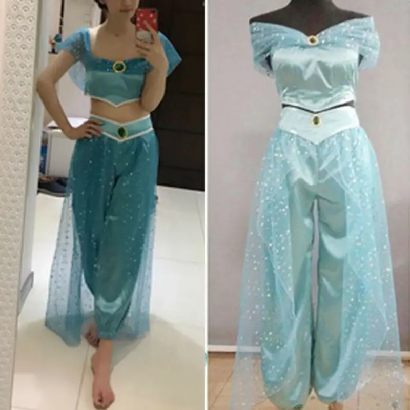 Hot Disney Aladdin Jasmine Princess Cosplay Women Set Girl Garment ...
