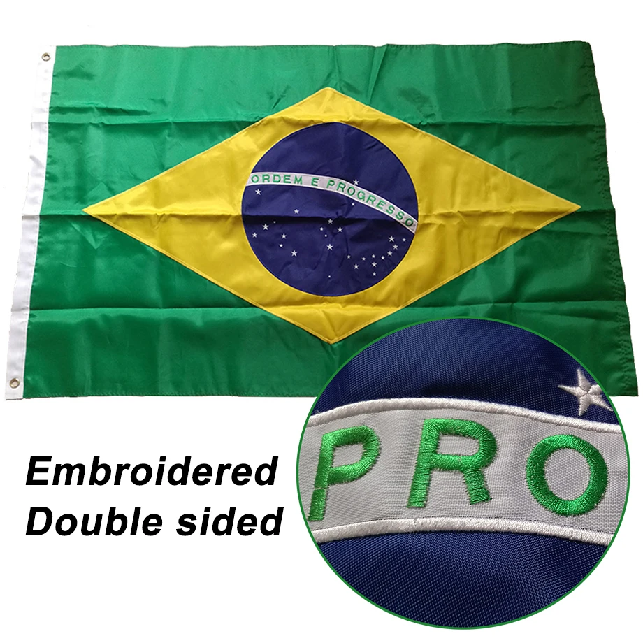 Double sided Embroidered Sewn Brazil Flag Brasil Brazilian National ...