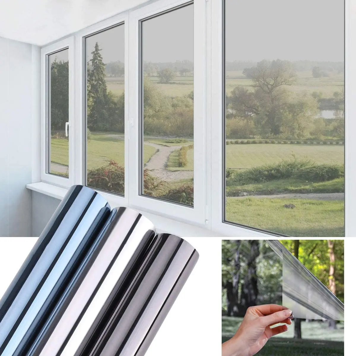 Yajing One Way Mirrored Window Film Self-adhesive Blackout Reflective ...