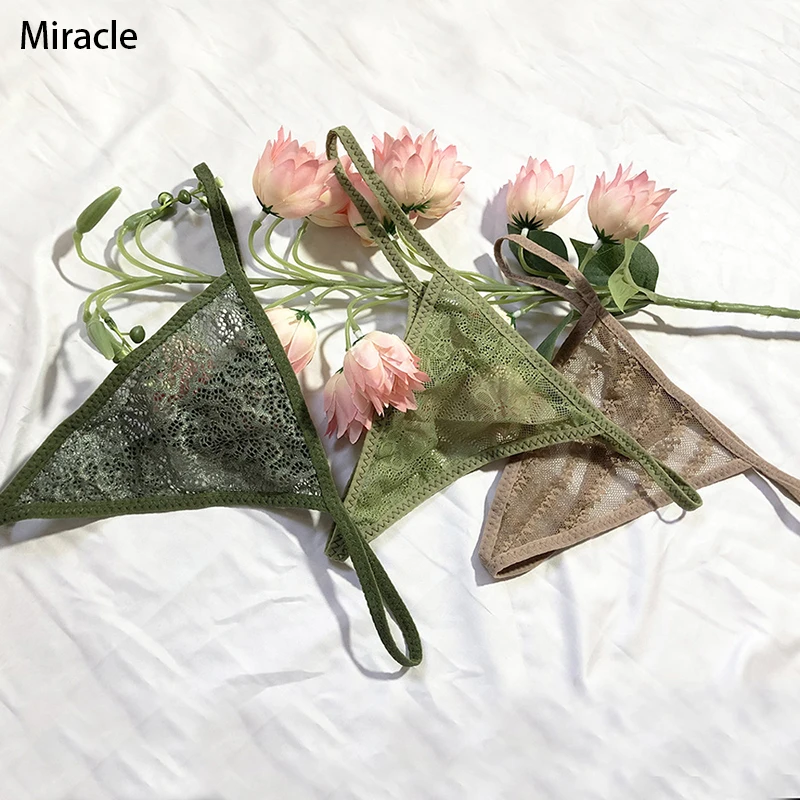 5 Pieces/Set Women Sexy Erotic Panties Seamless Thongs Lace Transparent ...